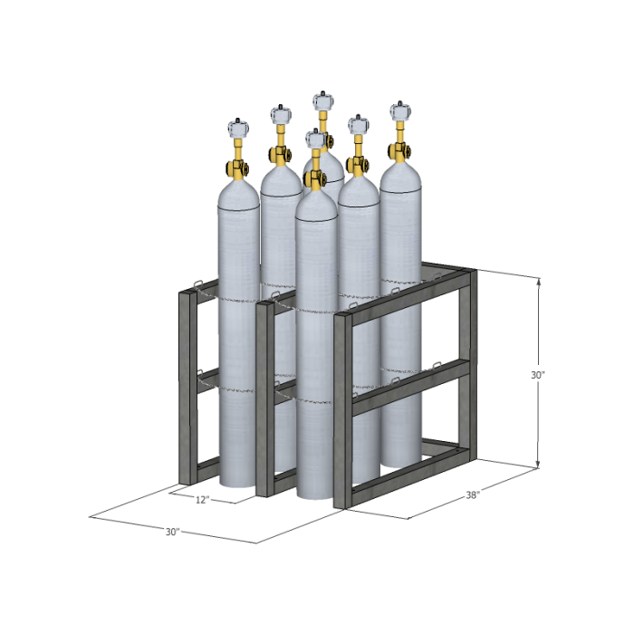Gas Cylinder Rack, Barricade, 6 Tanks (2x3), BR2X3SSFS - USAsafety.com