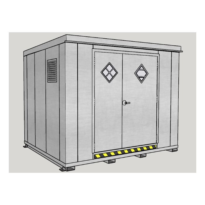 Outdoor Chemical Storage Locker, 16 Drums (55 Gallon), Non-Combustible ...