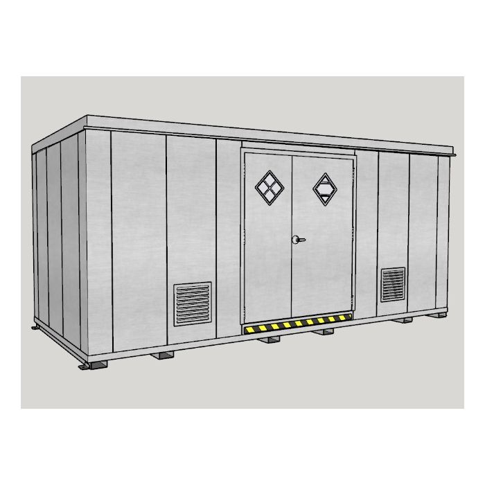 Outdoor Chemical Storage Locker, 32 Drums (55 Gallon), Non-Combustible ...