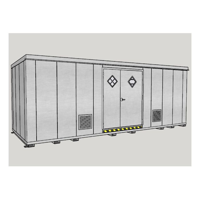 Outdoor Chemical Storage Locker, 38 Drums (55 Gallon), Non-Combustible ...