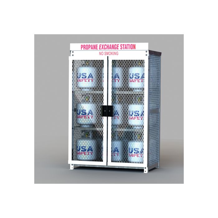 Gas Cylinder Cage, 18 Propane Tanks (20lb) CB18302LDAAM - USAsafety.com